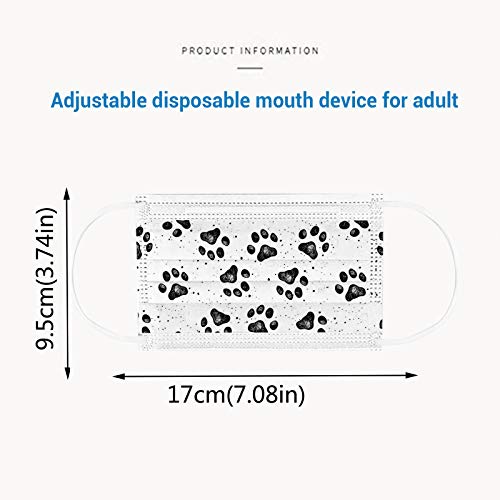 Cute face mask,animal print mask,50PC Paw Print Disposable Face Mask for Women With Cute Designs dog paw print Paper mask(C)