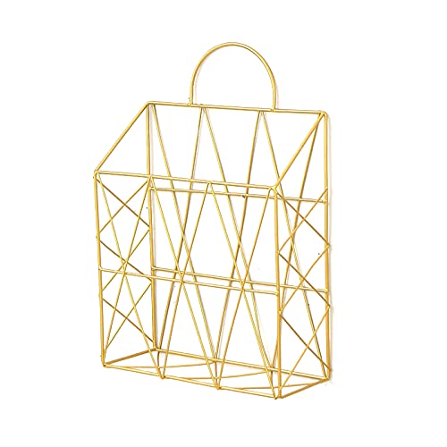 MOOVGTP Magazine Stand Storage Basket, Wall Hanging Magazine Holder Wrought Iron Storage Rack Wall Storage Basket Desk Storage File Racks for Home Office Decoration