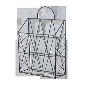 MOOVGTP Magazine Stand Storage Basket, Wall Hanging Magazine Holder Wrought Iron Storage Rack Wall Storage Basket Desk Storage File Racks for Home Office Decoration