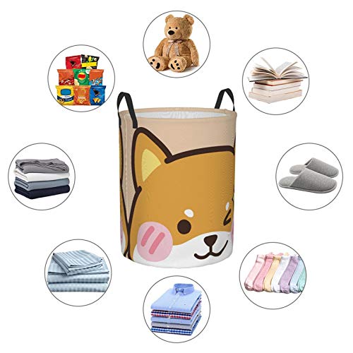 FeHuew Kawaii Shiba Inu Cute Dog Collapsible Laundry Basket with Handle Waterproof Fabric Hamper Laundry Storage Baskets Organizer Large Bins for Dirty Clothes,toys,Bathroom