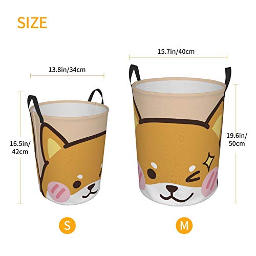 FeHuew Kawaii Shiba Inu Cute Dog Collapsible Laundry Basket with Handle Waterproof Fabric Hamper Laundry Storage Baskets Organizer Large Bins for Dirty Clothes,toys,Bathroom