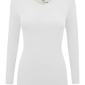 Natural Uniforms Women's Long Sleeve V-Neck T-Shirt Under Scrub (White, Medium)