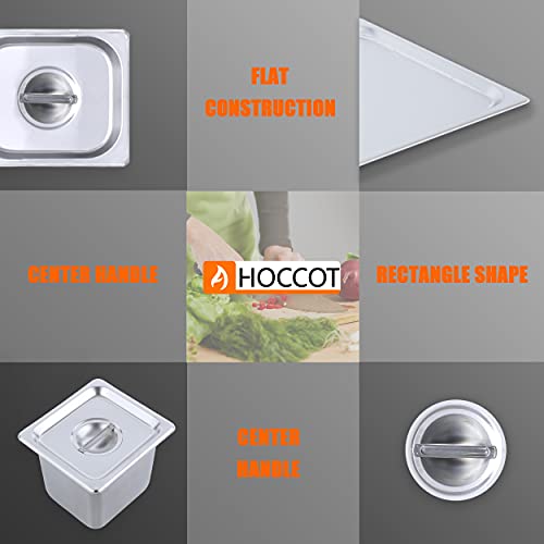 HOCCOT 6-Pack 1/6 Size Stainless Steel Steam Table Lid Solid Hotel Pan Cover Buffet Pan Lids Roasting Pans Cover with Handle Lid for Steam Food Pan