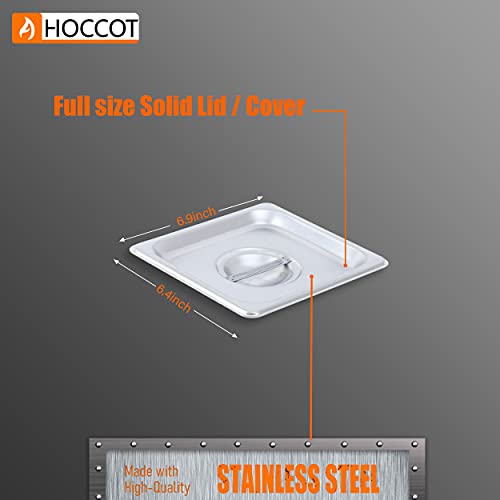 HOCCOT 6-Pack 1/6 Size Stainless Steel Steam Table Lid Solid Hotel Pan Cover Buffet Pan Lids Roasting Pans Cover with Handle Lid for Steam Food Pan