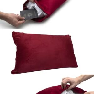 Norott Decorative Throw Pillow Vault Secret Pocket-6.5x10.5-Keep Items Private Safe Secure in Plain Sight-Beds-Couch-Sofa-Any Room-Travel Use- Oblong Crimson-13.5x19.5x6.5 inches