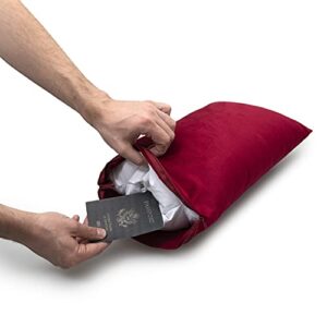 Norott Decorative Throw Pillow Vault Secret Pocket-6.5x10.5-Keep Items Private Safe Secure in Plain Sight-Beds-Couch-Sofa-Any Room-Travel Use- Oblong Crimson-13.5x19.5x6.5 inches