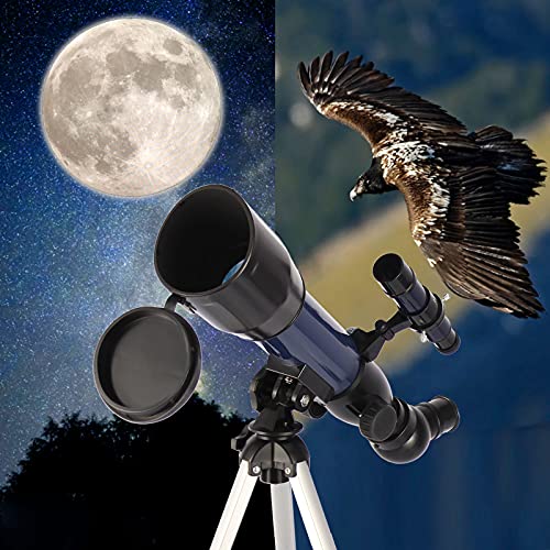 Telescope for Kids Beginners, Professional Astronomical Refractor Telescope, Portable Travel Telescope with Tabletop Tripod, Finder Scope, 2X Barlow Lens, Perfect Telescope Gift for Kids