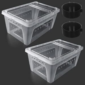 2 pcs reptile small snake feeding box lizard tarantula habitat cage hatching container transparent portable plastic mini pet houses for scorpion spider frog