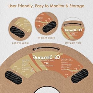 DURAMIC 3D TPU Filament 1.75mm Black, TPU Flexible Filament 95A, Soft TPU 3D Printing Filament, 1kg Spool, Dimensional Accuracy +/- 0.05mm, Black 1 Pack