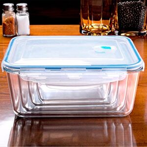 HUSANMP Extra Large Glass Food Storage Containers with Lids, Set-8-Piece Lunch Containers, Ideal for Storing Food, Vegetables, Fruits, Baking Cake & lot of other Tasty Food (Rectangular)