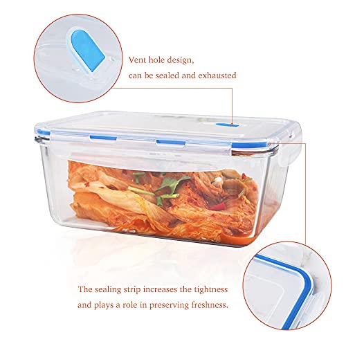 HUSANMP Extra Large Glass Food Storage Containers with Lids, Set-8-Piece Lunch Containers, Ideal for Storing Food, Vegetables, Fruits, Baking Cake & lot of other Tasty Food (Rectangular)