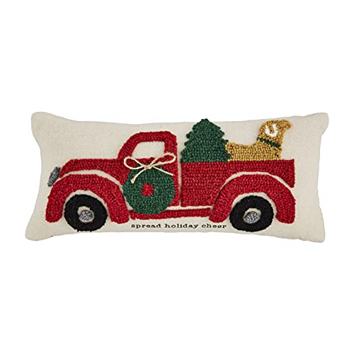 Mud Pie Hooked Christmas Pillow, 1 Count (Pack of 1), Multi