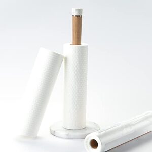 jalz jalz Paper Towel Holder Countertop Marble Base and Acacia Wood Stand,13.3'' Kitchen Paper Towel Roll Holder Stand