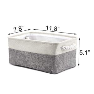 HNZIGE Fabric Storage Baskets for Organizing Small Baskets for Shelves, Laundry, Nursery, Closets, Decorative Baskets for Gifts Empty (White&Gray)