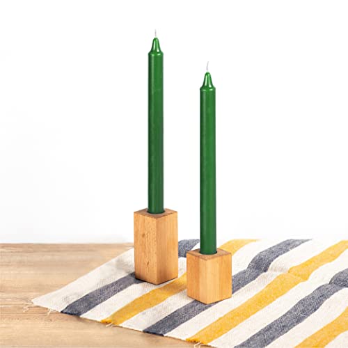 CANDWAX Green Taper Candles Pack of 12 - Straight Candles 12 inch Ideal as Unscented Candles, Dinner Candles and Table Candles - Slow Burning Candles Dripless - Smokeless Long Candlesticks