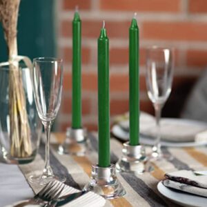 CANDWAX Green Taper Candles Pack of 12 - Straight Candles 12 inch Ideal as Unscented Candles, Dinner Candles and Table Candles - Slow Burning Candles Dripless - Smokeless Long Candlesticks