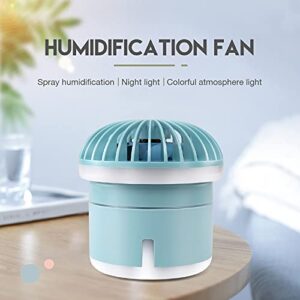 Small Personal Desk Fan Mini Misting Fan USB Rechargeable ultra-light portable long standby,3 Modes Mist Output with 350ml Water Tank,Cooling 3 Speeds Fan for Kids, Students, Outdoor, Bedroom, Office (blue)