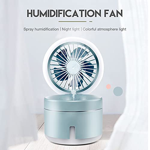 Small Personal Desk Fan Mini Misting Fan USB Rechargeable ultra-light portable long standby,3 Modes Mist Output with 350ml Water Tank,Cooling 3 Speeds Fan for Kids, Students, Outdoor, Bedroom, Office (blue)