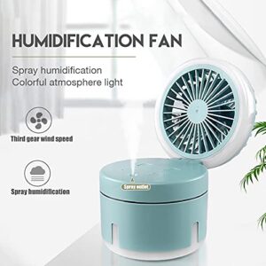 Small Personal Desk Fan Mini Misting Fan USB Rechargeable ultra-light portable long standby,3 Modes Mist Output with 350ml Water Tank,Cooling 3 Speeds Fan for Kids, Students, Outdoor, Bedroom, Office (blue)