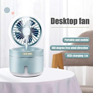 Small Personal Desk Fan Mini Misting Fan USB Rechargeable ultra-light portable long standby,3 Modes Mist Output with 350ml Water Tank,Cooling 3 Speeds Fan for Kids, Students, Outdoor, Bedroom, Office (blue)