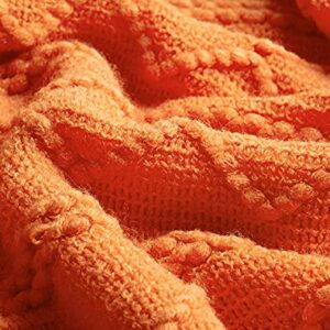 Dream Sunset Knit Throw Blanket 50 x 60 Inch, for Couch, Sofa, Bed and Decoration. Super Soft, Comfy and Lightweight for New Spring. Original Pattern with Tassel Fringes. Sunrise Orange