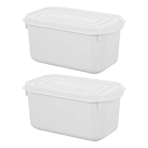 Hemoton 2pcs Plastic Butter Dish with Lid 700ml Butter Keeper Box Fridge Crisper Airtight Container for Home Restaurant Kitchen