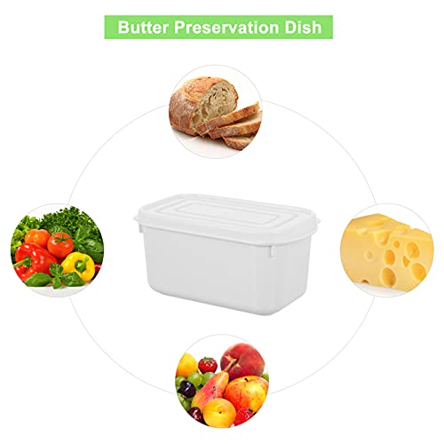 Hemoton 2pcs Plastic Butter Dish with Lid 700ml Butter Keeper Box Fridge Crisper Airtight Container for Home Restaurant Kitchen