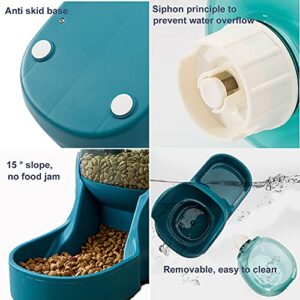 Automatic Dog Cat Feeder and Water Dispenser,Pet Food Bowl, Gravity Food Feeder and Waterer Set for Small Medium Dog Puppy Kitten, Large Capacity 1 Gallon x 2 (Retro Green)