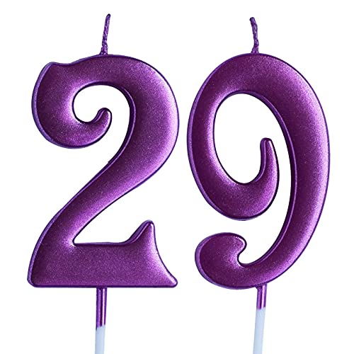 Pink 29th Birthday Candle, Number 29 Years Old Candles Cake Topper, Woman Party Decorations, Supplies