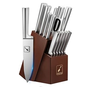 knife set - imarku kitchen knife set 15 pieces japanese stainless steel knife block set with sharpener - dishwasher safe kitchen knives - ultra sharp chef knife set for kitchen, best mothers day gifts