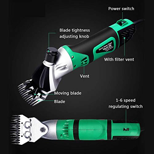 coldwind 350W Electric Sheep Shears, Sheep Clippers with 6 Speed,Electric Goat Shears for Sheep Goat Llama Horse Alpacas Thick Coat and Heavy Duty Animals Hair-Green