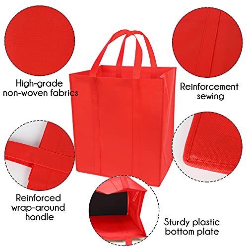 Shindel 12 Pack Reusable Grocery Tote Bag, Reinforced Handle Grocery Bags Heavy Duty Large Shopping Totes, Kitchen Reusable Grocery Bags, 15x13 inch