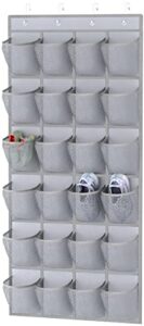 maxgear over the door shoe organizer shoe rack for door, hanging shoe organizer mesh shoe holder, 24 large pockets shoe hanger, behind the door storage organizer, shoe holder for back of door, grey