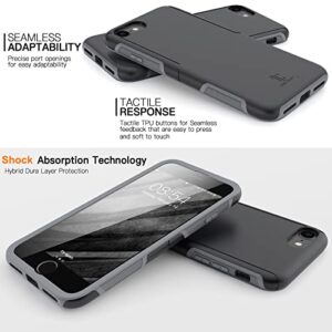 TEAM LUXURY iPhone SE Case 2022/2020, iPhone 8/7 Case, [Ultra Impact Resist] Shockproof Rugged Protective Case for Apple iPhone SE/8/7 Phone Case Cover 4.7", (Black/Gray)