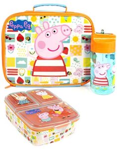 peppa pig lunch bag set (lunch bag, 430ml bpa free bottle & lunch box)