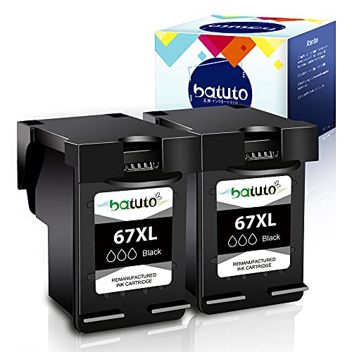 batuto Remanufactured for Black 67xl HP Printer Ink HP 67 for HP Ink 67 67xl Ink Cartridges Black Combo Pack DeskJet 2700 2755 2755e Envy 6000 6400 6455 6458e 6055e DeskJet Plus 4100 4155e