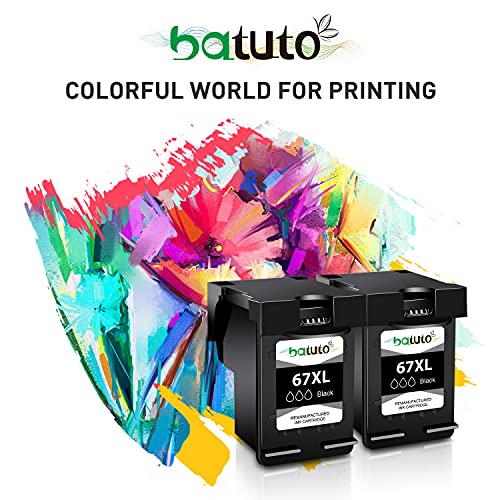 batuto Remanufactured for Black 67xl HP Printer Ink HP 67 for HP Ink 67 67xl Ink Cartridges Black Combo Pack DeskJet 2700 2755 2755e Envy 6000 6400 6455 6458e 6055e DeskJet Plus 4100 4155e