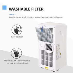 HOMCOM 10000 BTU Mobile Portable Air Conditioner with Cooling, Dehumidifier, and Ventilating with Remote Control, 2 Speed Fans, 24-Hour Timer for Bedroom, Living Room, Home Office, White