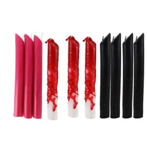 candlestock witch's spooky halloween spell drip candle bundle - assortment of 10 red white black dripping candle sticks