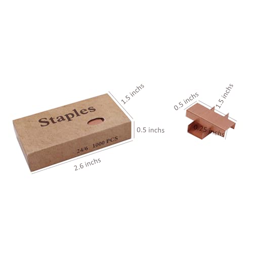 Dreamty Rose Gold Staples Creative 24/6 Standard Stapler Refill 4 Boxes 4000 Count Office Supplies