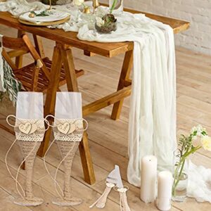 senover Rustic LOVE Wedding Cake Serving and Champagne Flute Glasses Set Bride and Groom Wedding Supplies for Engagement Wedding Gift Anniversary Present Christmas Gift