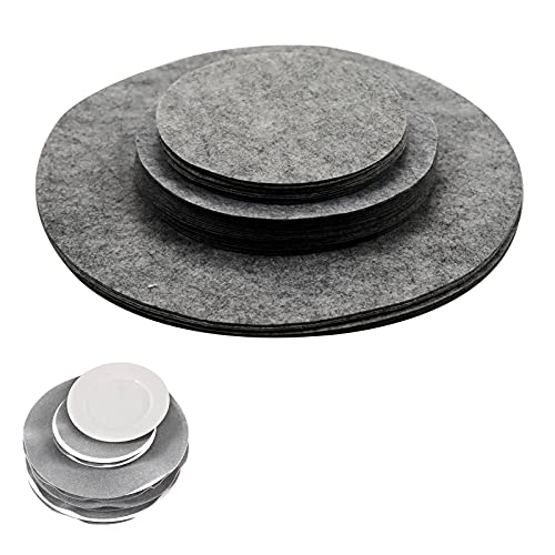 Chris.W 72pcs Felt Plate Protectors China Storage Dividers in 3 Sizes, Large Thick and Premium Soft Separator for Moving Stacking Packing Dishes Procelain Cookware (Grey)