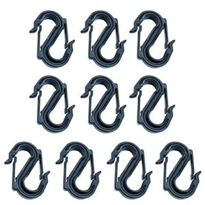 lasenersm 10 pieces heavy duty s hooks plastic s shaped hooks hanger double s hooks double head clasp s hooks for tent tarpaulin net cargo net bungee net truck net, black