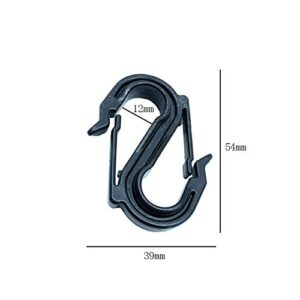 lasenersm 10 Pieces Heavy Duty S Hooks Plastic S Shaped Hooks Hanger Double S Hooks Double Head Clasp S Hooks for Tent Tarpaulin Net Cargo Net Bungee Net Truck Net, Black