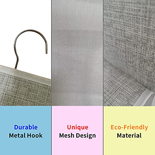 Hanging Purse Organizer - 8 Pockets Closet Mesh Handbag Organizers for Handbag Bag - Foldable Collection Storage Holder Space Saving Organizers, Great for Wardrobe Closet Bedroom (Grey, 43"L x 14"W)