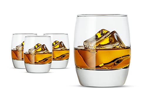 LUXU Premium Whiskey Rock Tasting Glasses (Set of 4),7 oz Lowball Bar Glasses,Old Fashioned Whisky Tumblers for Drinking Bourbon, Scotch Whisky,Cocktail,Cognac,Rum Vodka Liquor,Great Gifts for Women