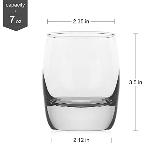 LUXU Premium Whiskey Rock Tasting Glasses (Set of 4),7 oz Lowball Bar Glasses,Old Fashioned Whisky Tumblers for Drinking Bourbon, Scotch Whisky,Cocktail,Cognac,Rum Vodka Liquor,Great Gifts for Women