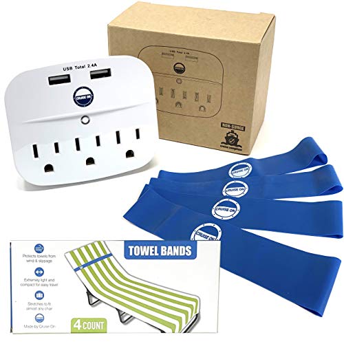 Cruise Essentials [2 Items] Cruise Approved Power Strip & Towel Bands