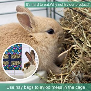 2 Pieces Guinea Pig Hay Bag Washable Pet Rabbit Hay Feeder Bag with 2 Holes Cute Small Animal Hanging Feeder Sack Storage for Rabbit Guinea Pig Chinchilla Hamster Small Pets (Flamingo, Orange)