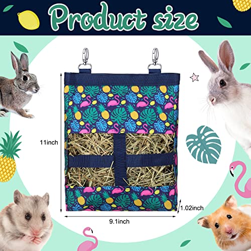 2 Pieces Guinea Pig Hay Bag Washable Pet Rabbit Hay Feeder Bag with 2 Holes Cute Small Animal Hanging Feeder Sack Storage for Rabbit Guinea Pig Chinchilla Hamster Small Pets (Flamingo, Orange)